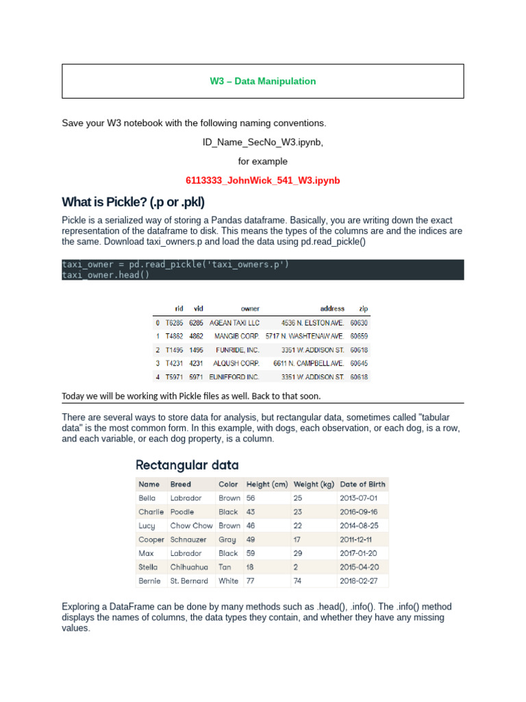 W3 - Data Manipulation | PDF | Data