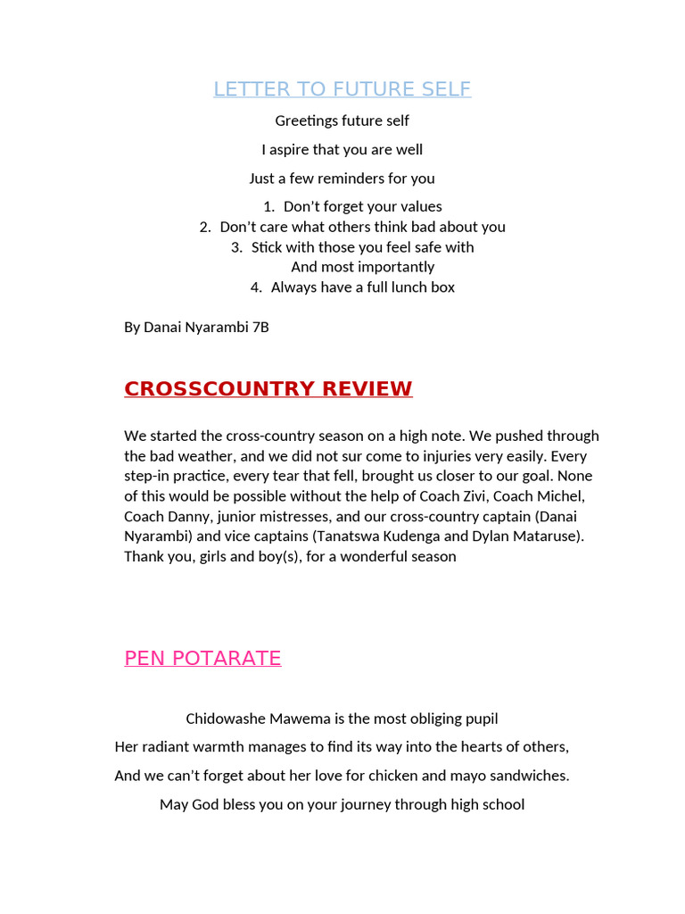 Letter To Future Self | PDF