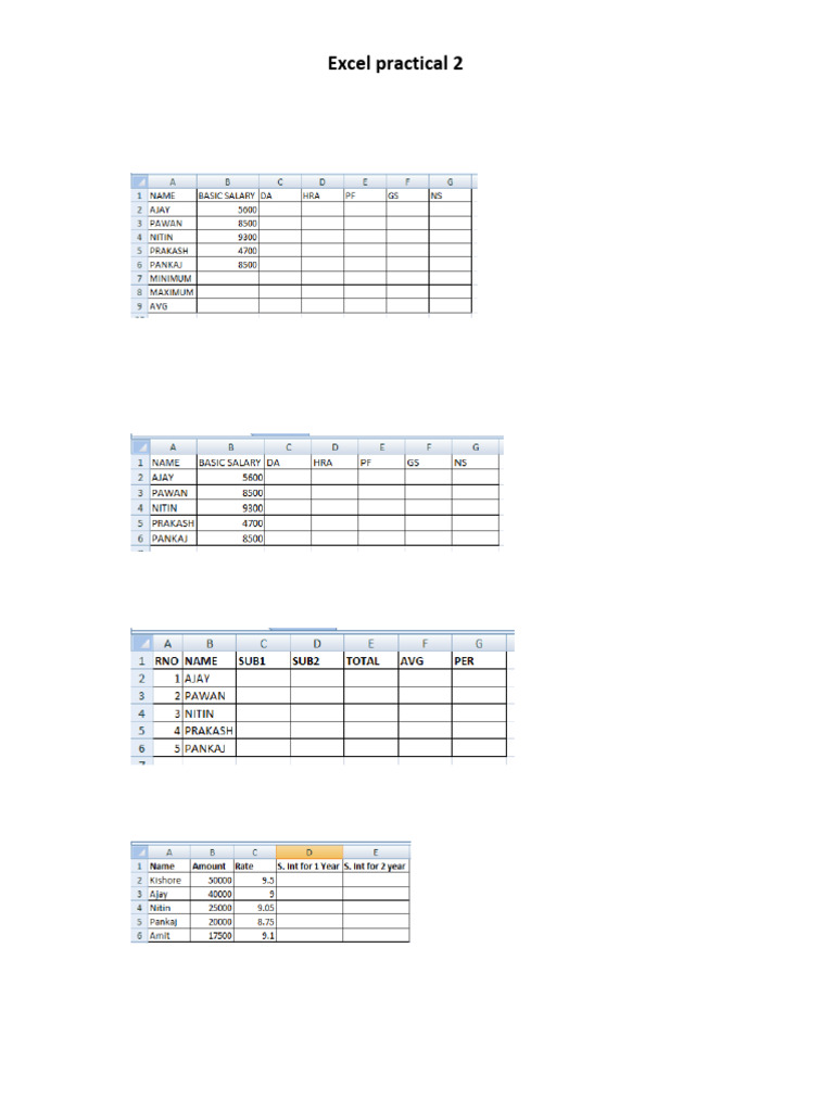 Microsoft Word - Excel Practical 2 _2_.Docx | PDF
