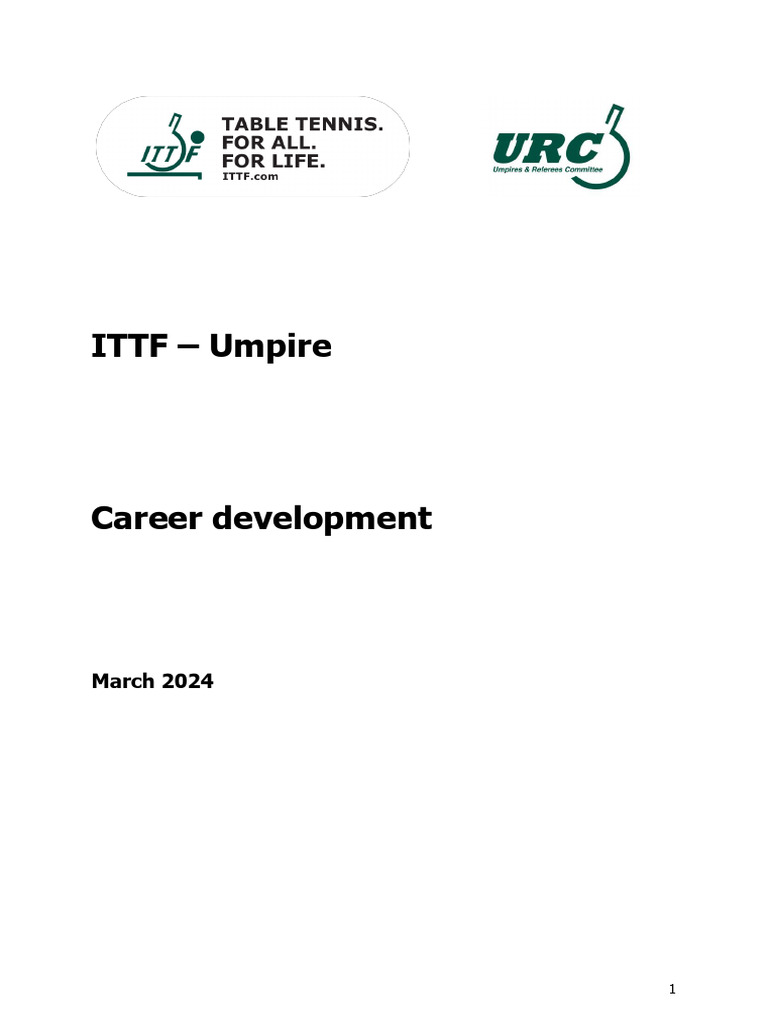 ITTF Umpire Career Development Guide | PDF