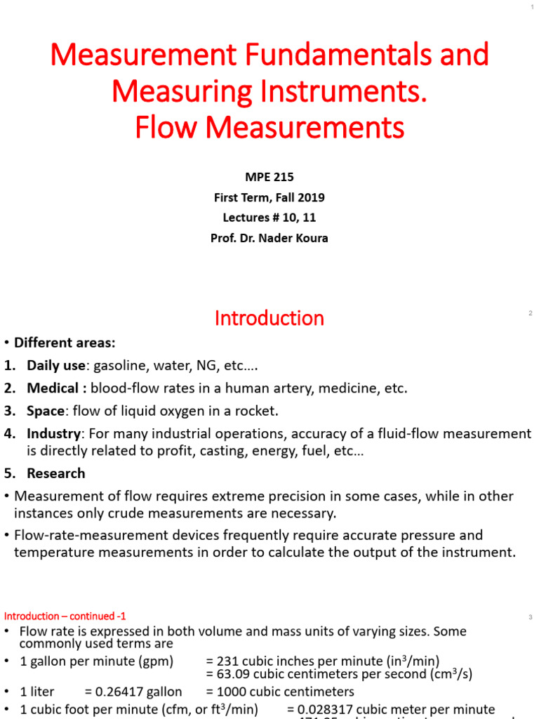 Flow Measurement Techniques Overview | PDF | Flow Measurement ...