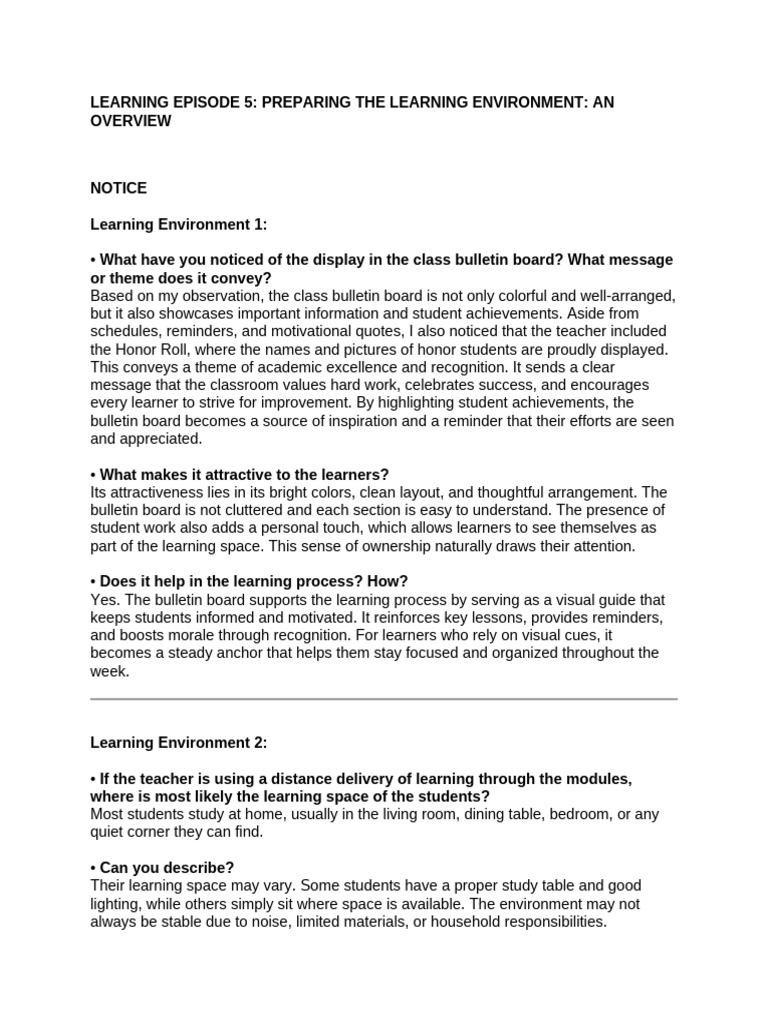 PART 1 LE 5-8 | PDF | Learning | Classroom