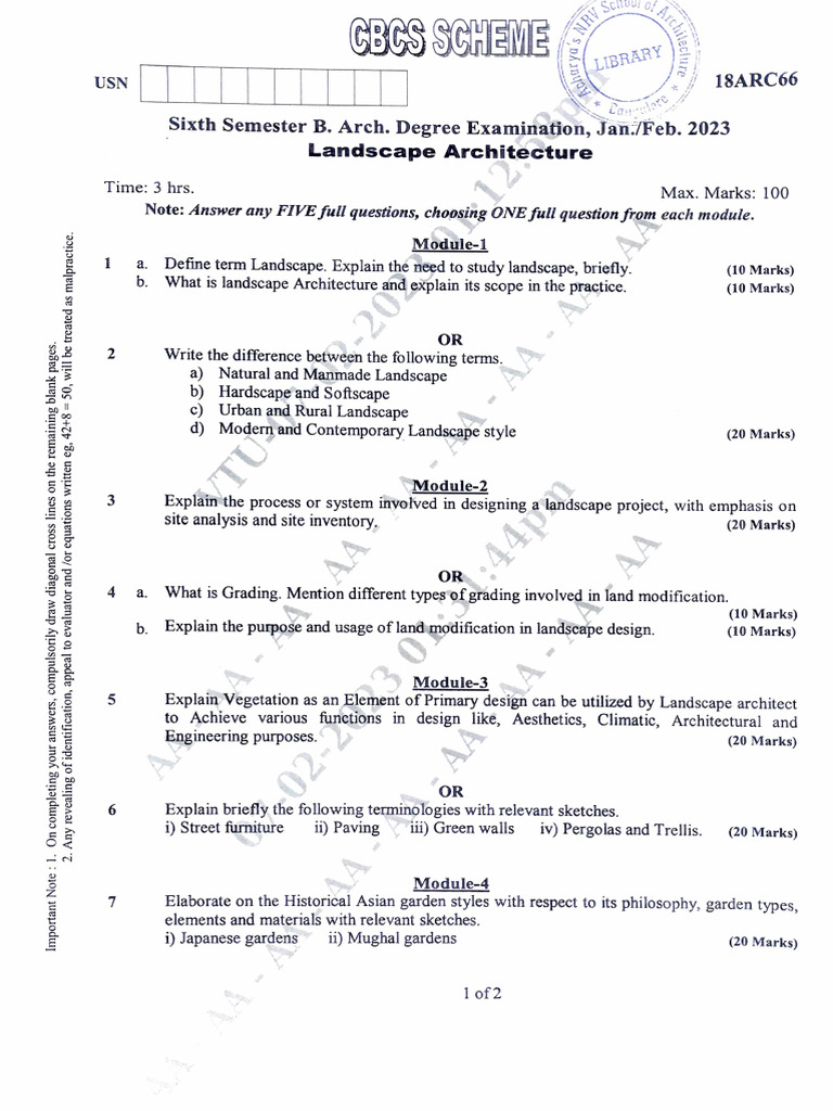 Landscape Architecture Exam Guide | PDF | Landscape | Landscape ...