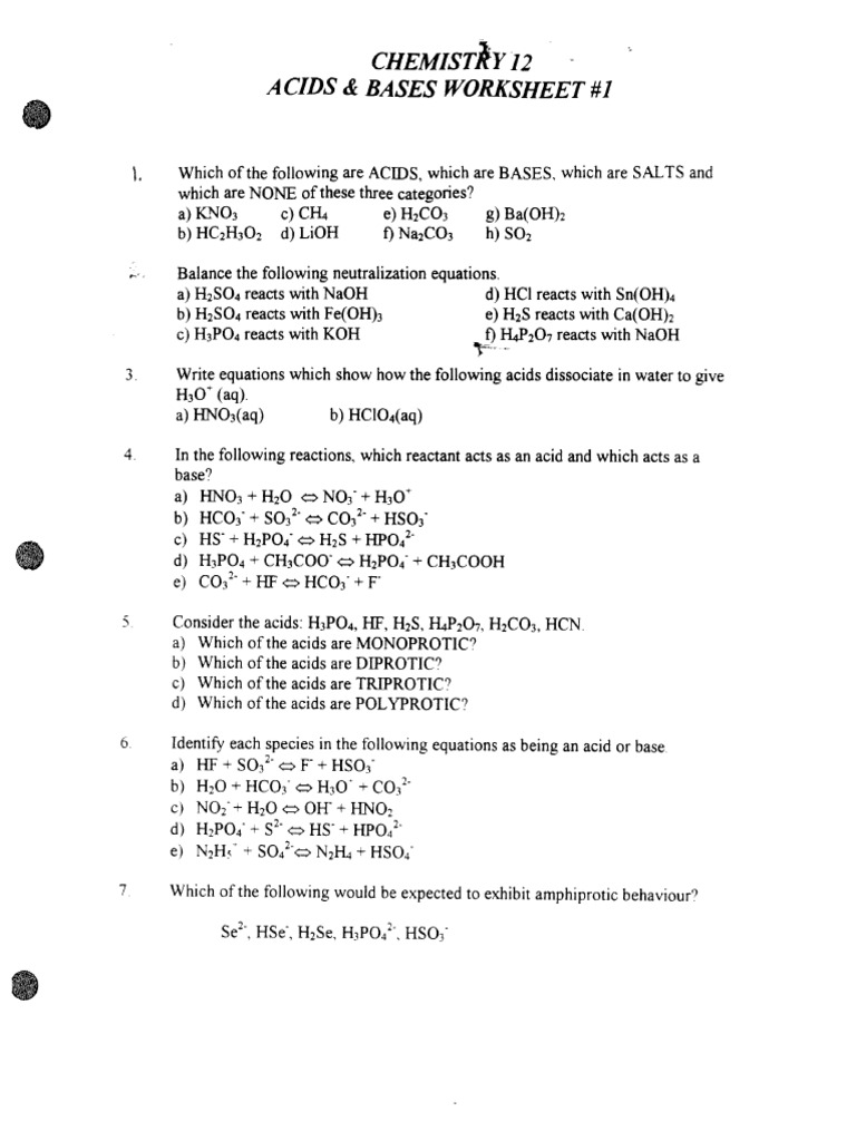 2. Acid-base Worksheet 1 | PDF