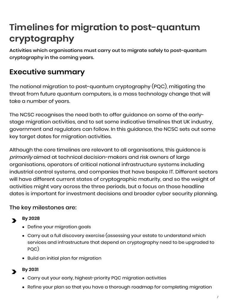 PQC Migration Timelines | PDF | Public Key Certificate | Computing