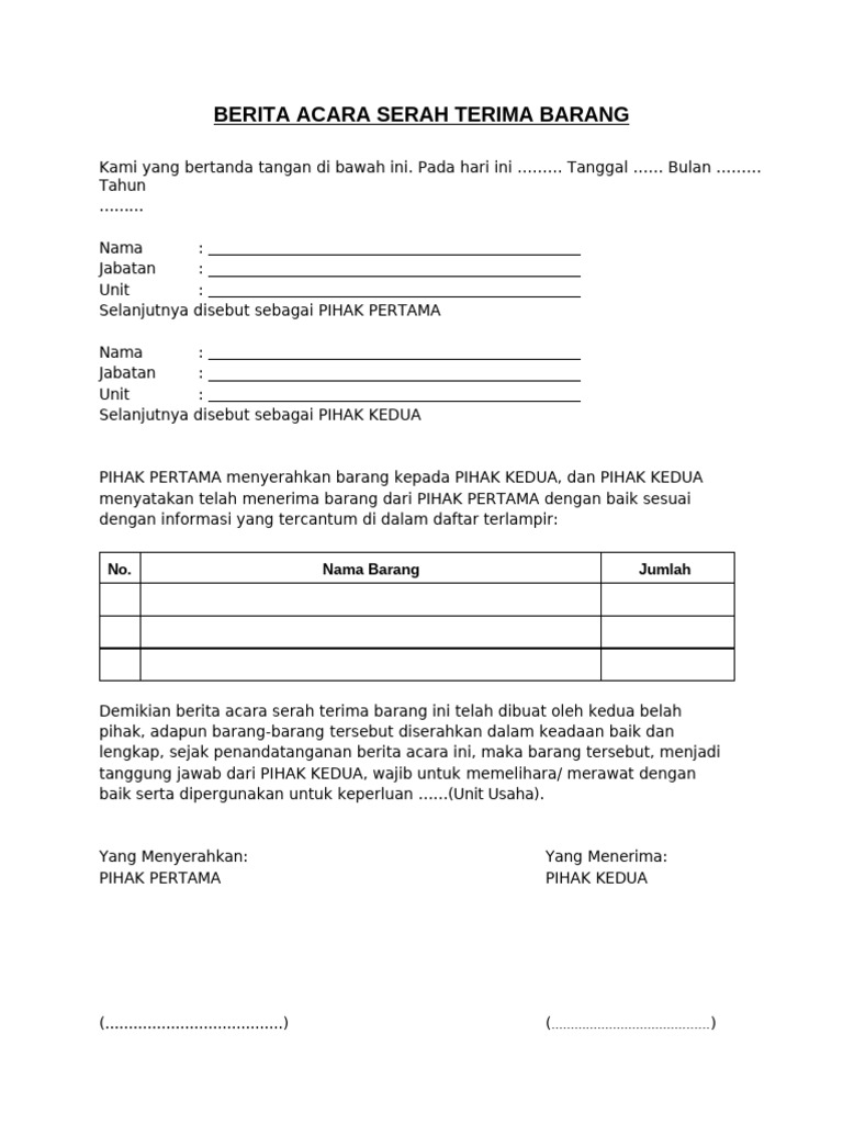 Template Berita Acara | PDF