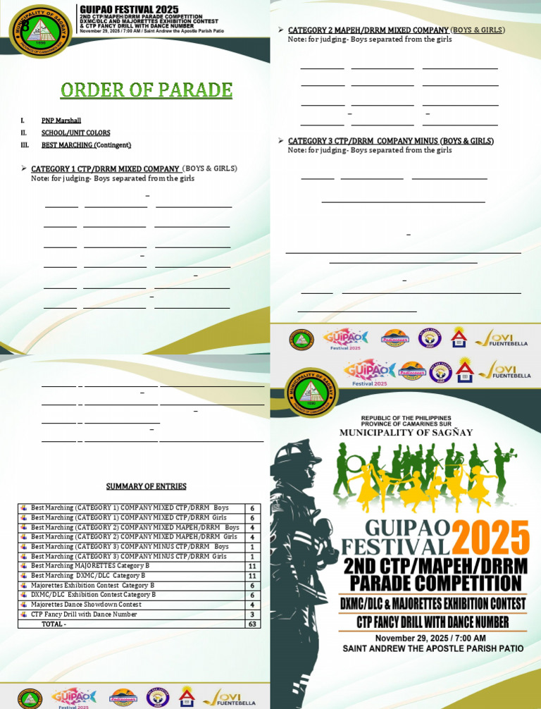 Order of Parade Gipao Festival 2nd Ctp Mapeh Drrm Parade Competition ...