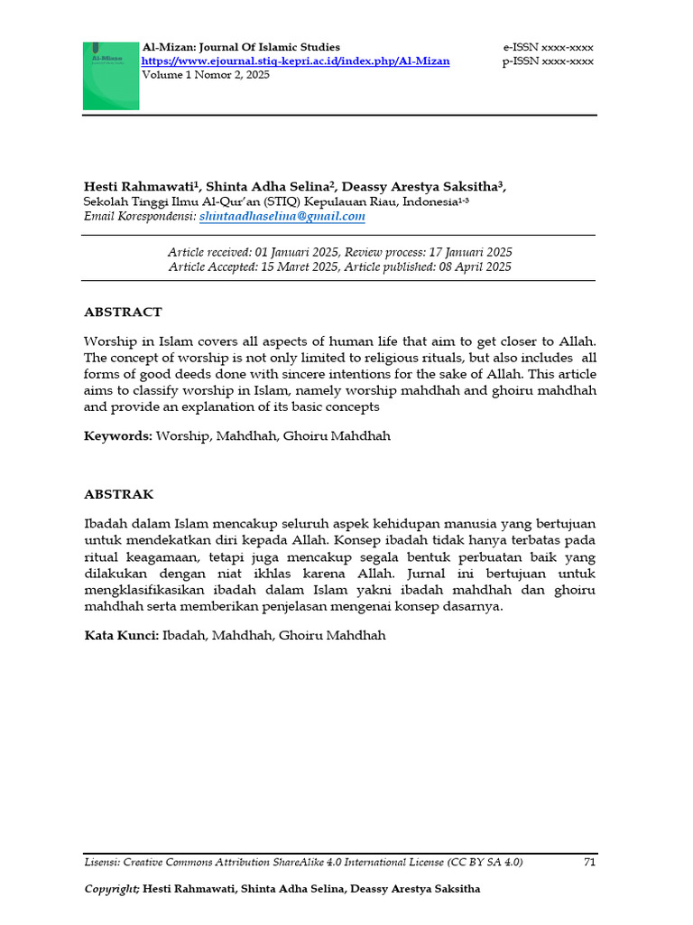 Penjelasan+Dan+Klasifikasi+Konsep+Ibadah+Dalam+Islam (1) | PDF