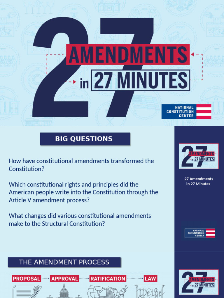 27 Amendment Overview Slides | PDF | Constitutional Amendment ...