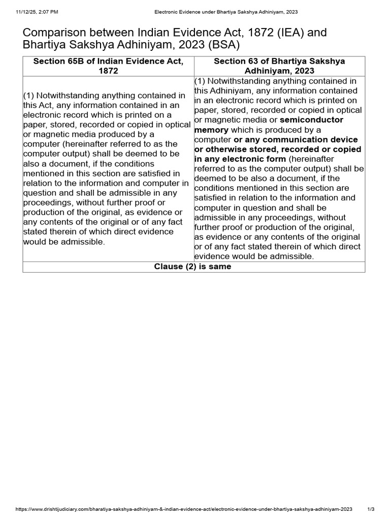 IEA vs BSA: Electronic Evidence Comparison | PDF | Information
