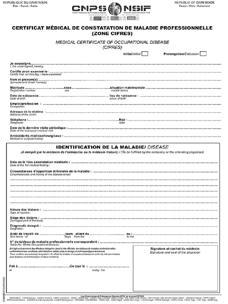 Certificatmdical Constatation Maladie CIPRES | PDF