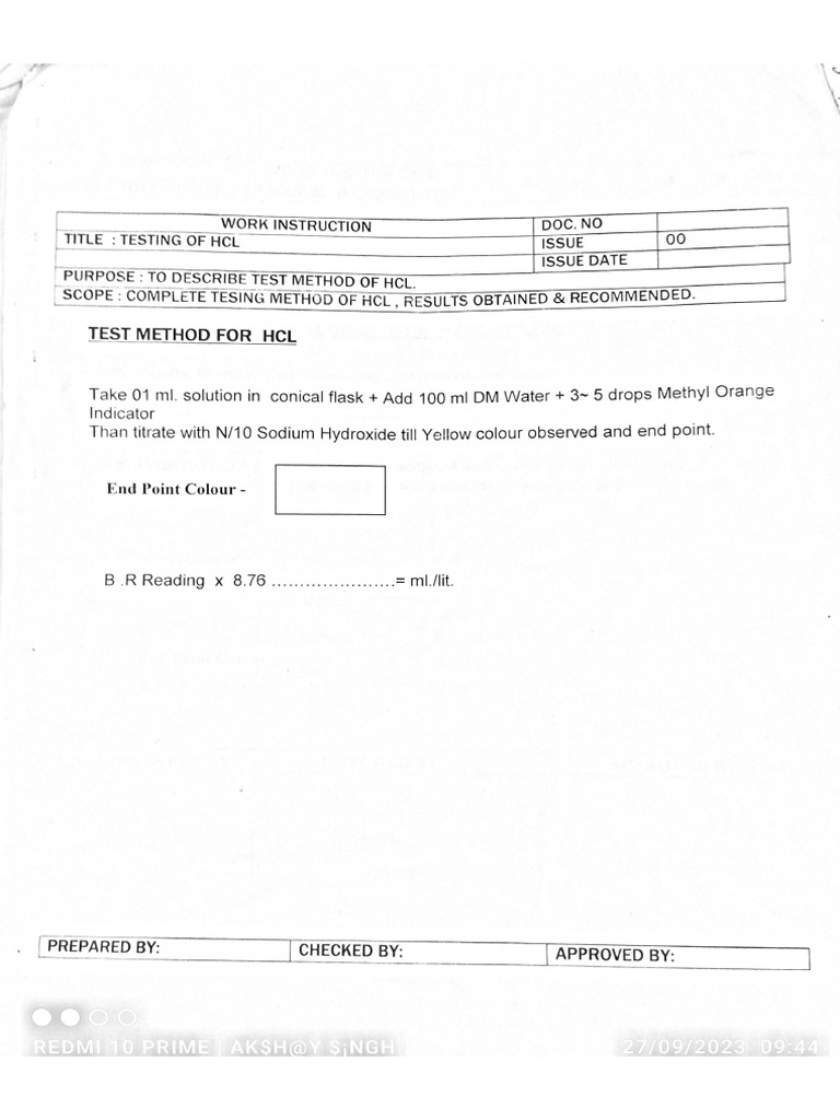 Hcl test | PDF