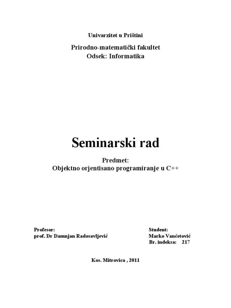 Seminarski C++ | PDF