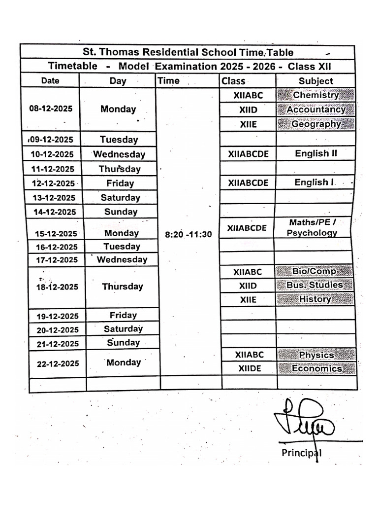 Model Timetable | PDF