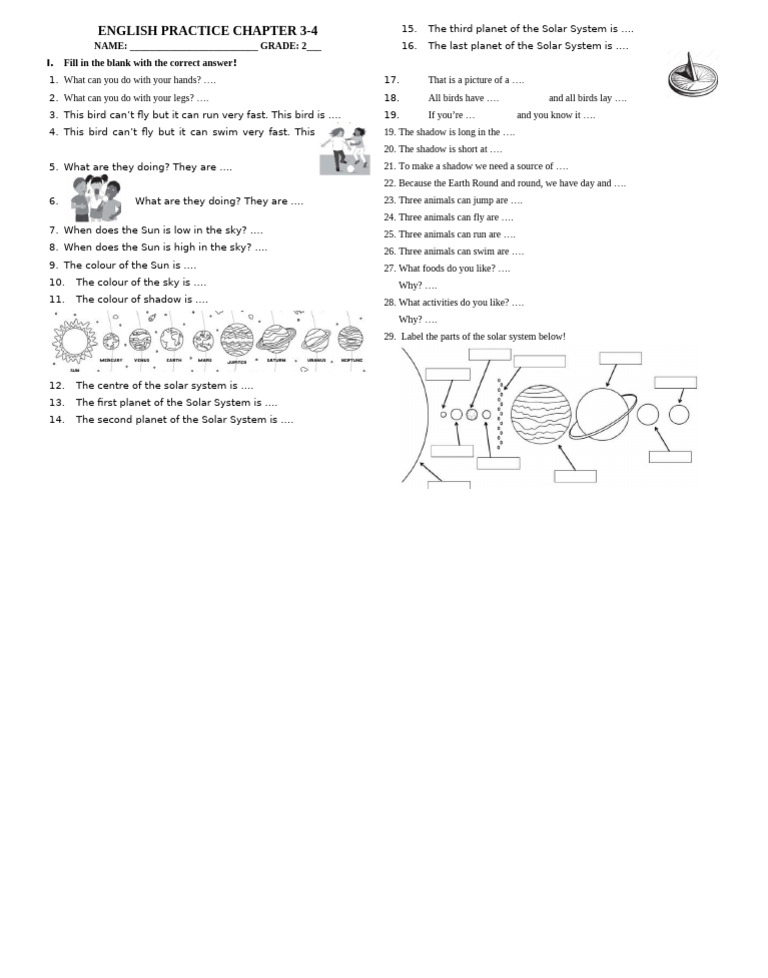 English Practice: Grade 2 Activities | PDF