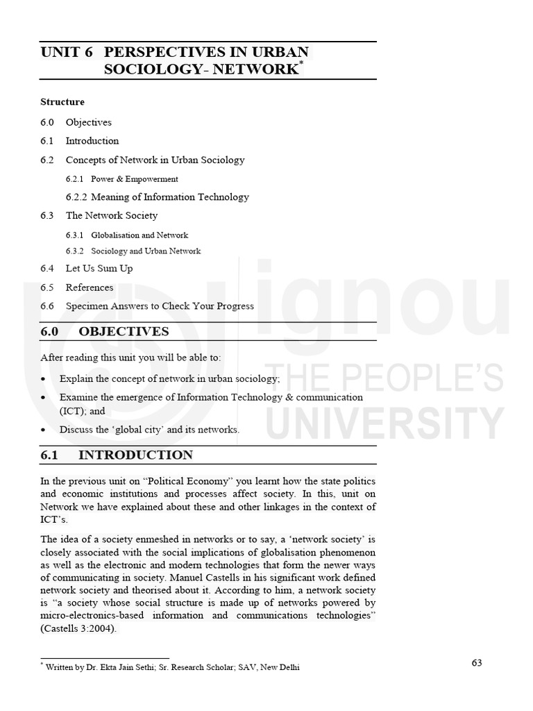 Urban Sociology: Network Perspectives | PDF | Sociology | City
