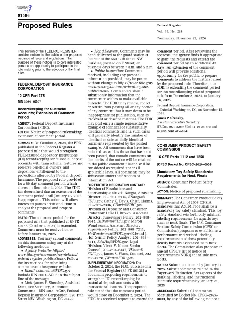 FDIC Comment Period Extension Notice | PDF | Federal Deposit Insurance ...