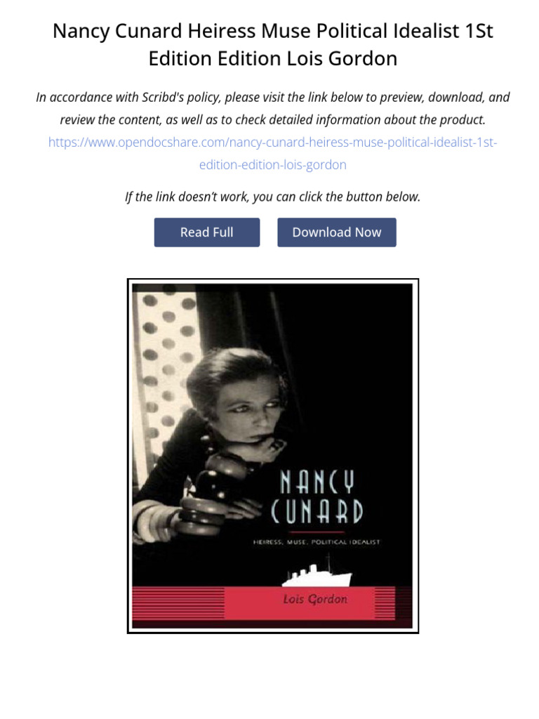 Nancy Cunard Heiress Muse Political Idealist 1St Edition Edition Lois ...