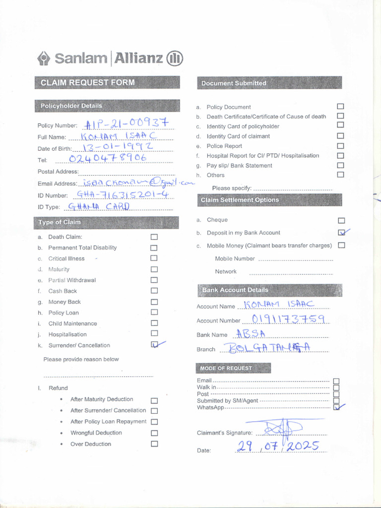 Claim Request Form | PDF