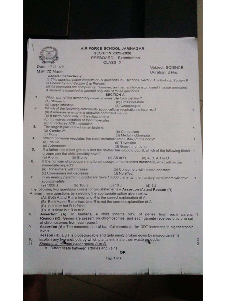 Air Force School PreBoard Papers | PDF