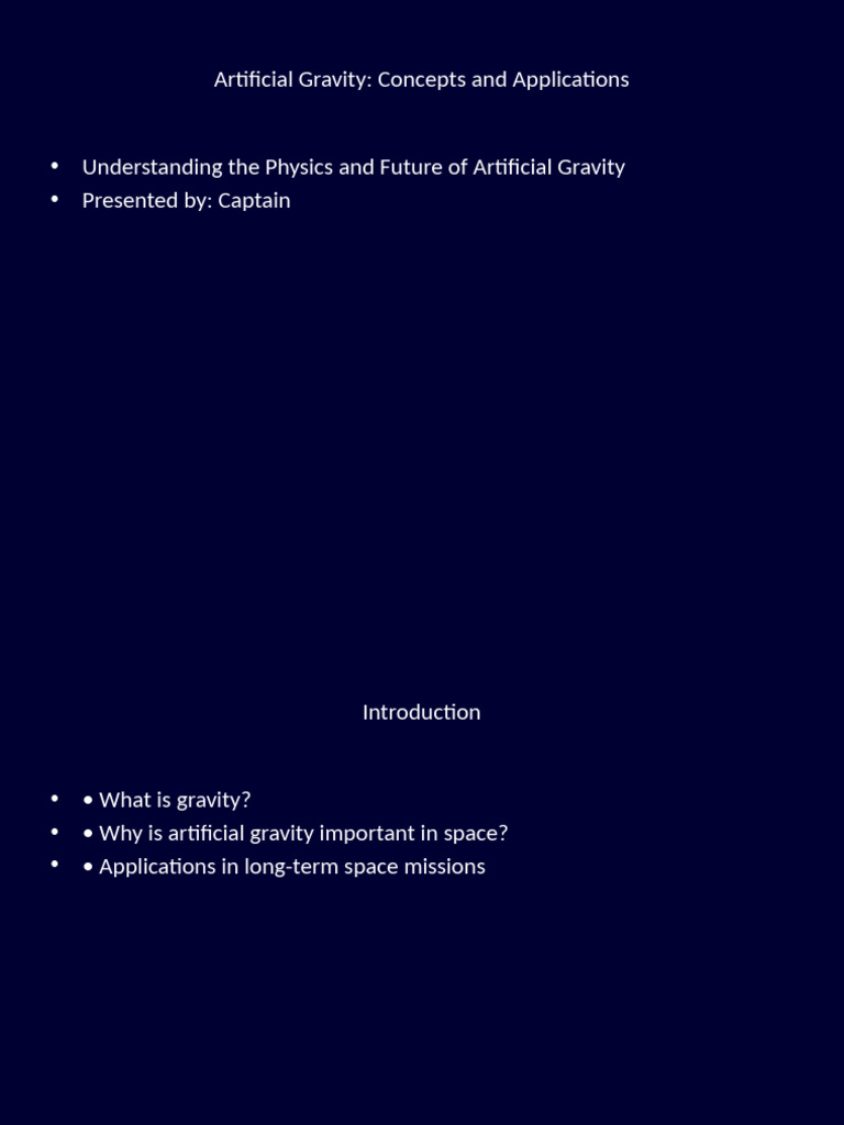 Artificial Gravity Themed Presentation | PDF