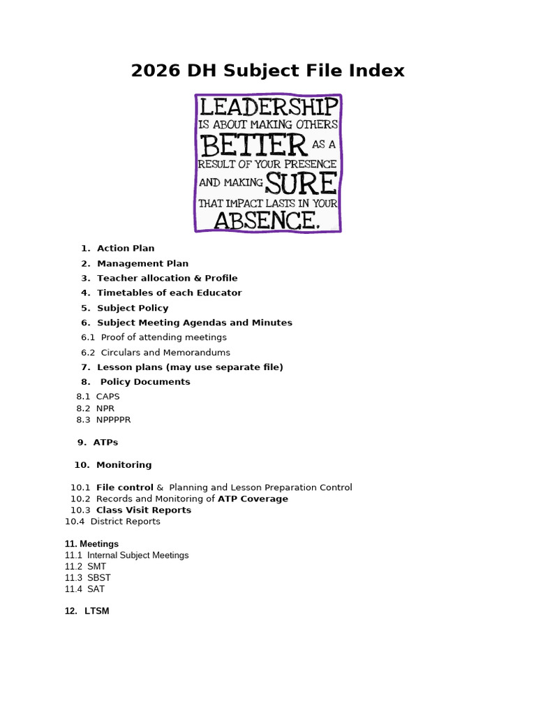 2026 DH Subject File Index Overview | PDF