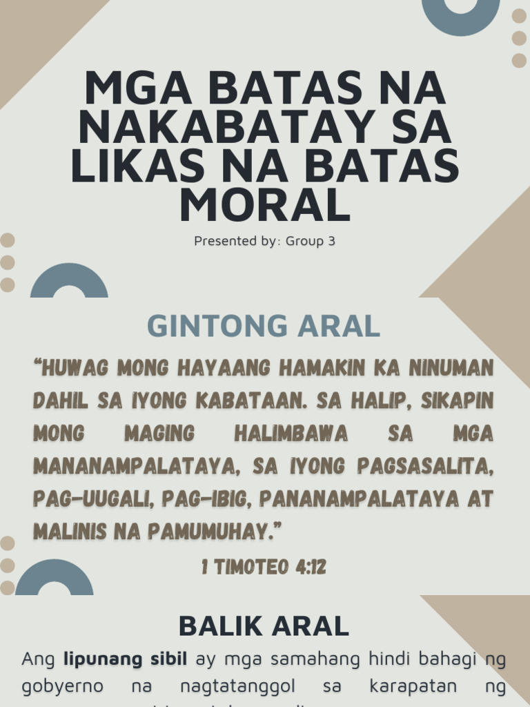 Module 2 Mga Batas NG Likas Na Batas Moral - Presented by Group 3 | PDF