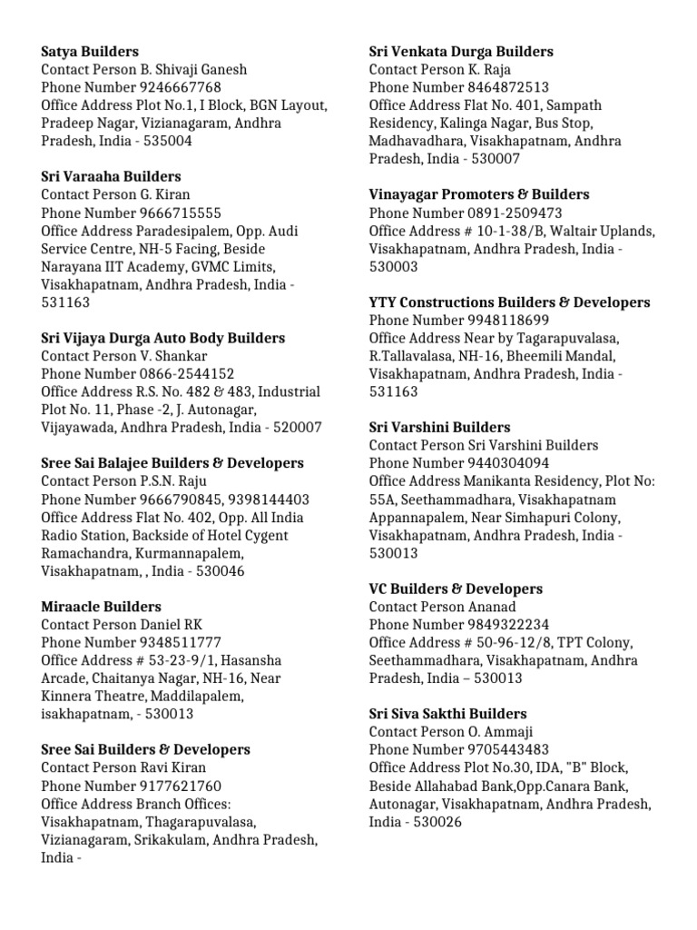 Vizag Builders | PDF