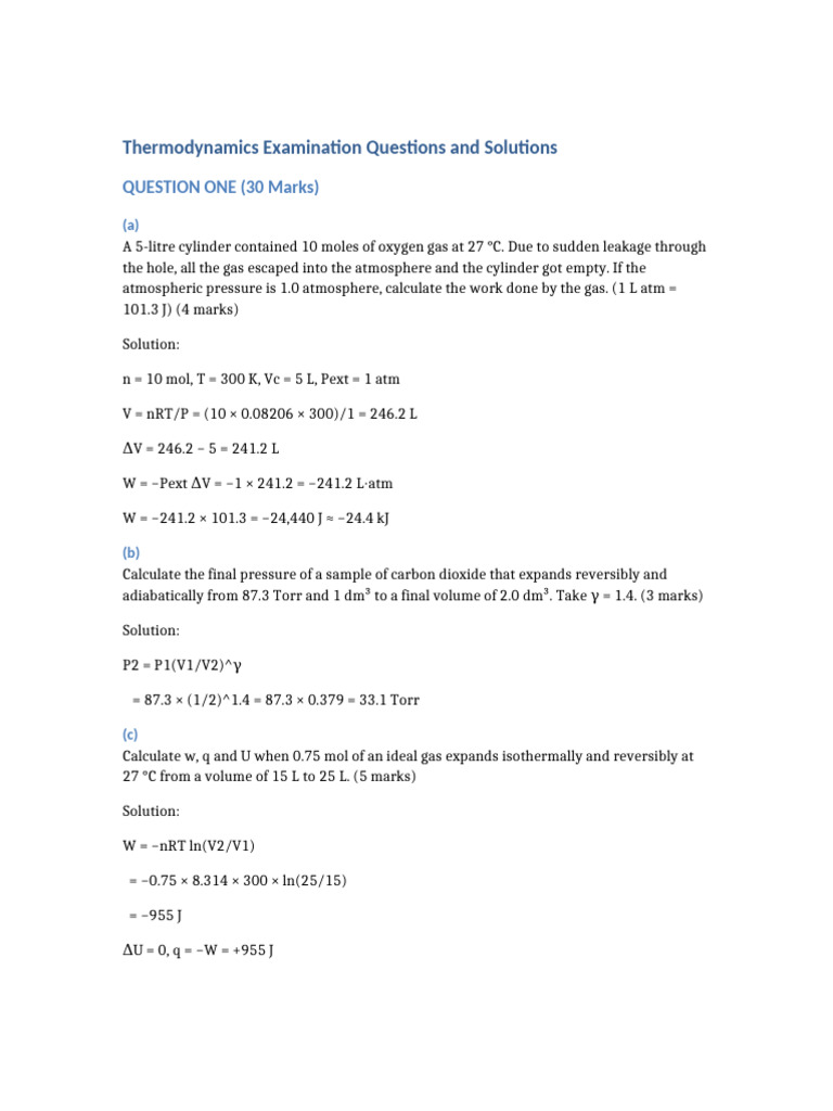 Thermodynamics QA | PDF | Heat | Continuum Mechanics