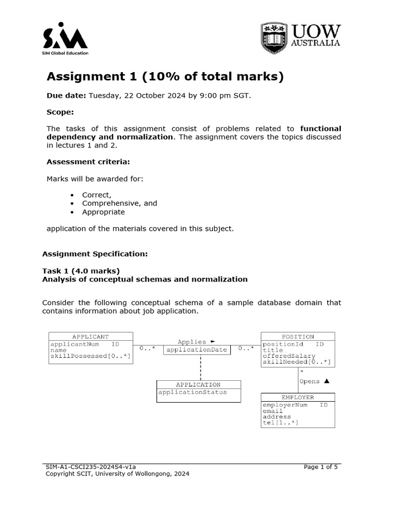 SIM A1 CSCI235 2024S4 v1 MarkingScheme | PDF | Conceptual Model | Data ...