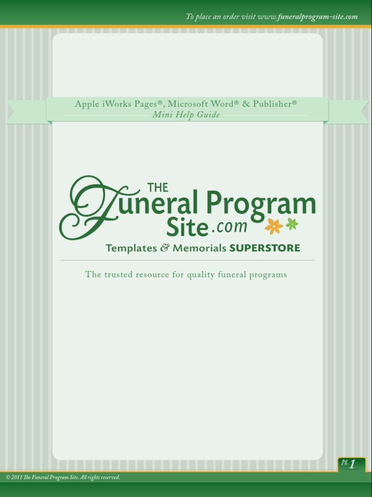 How To Edit A Funeral Program Template For Word, Publisher, Apple Iwork ...