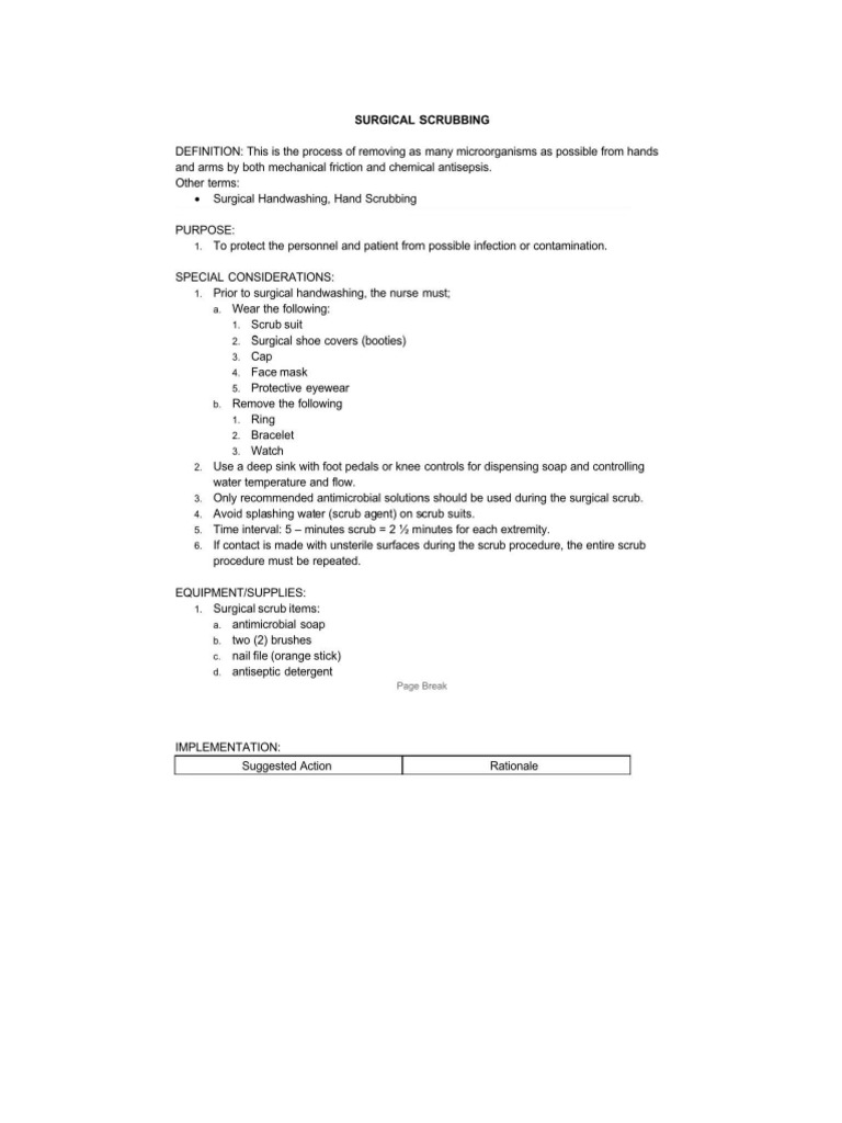Surgical Scrubbing Close Gloving and Gowning Who Surgical Checklist ...