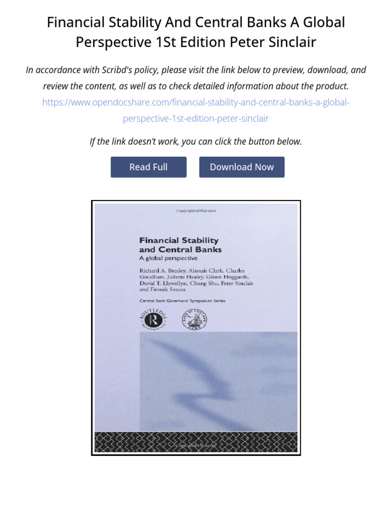 Financial Stability and Central Banks A global perspective 1st Edition ...