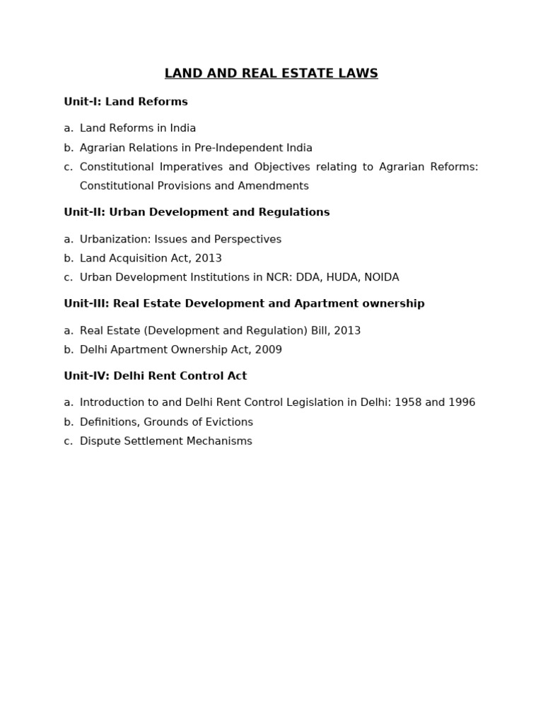 Land and Real Estate Laws Overview | PDF | Economies