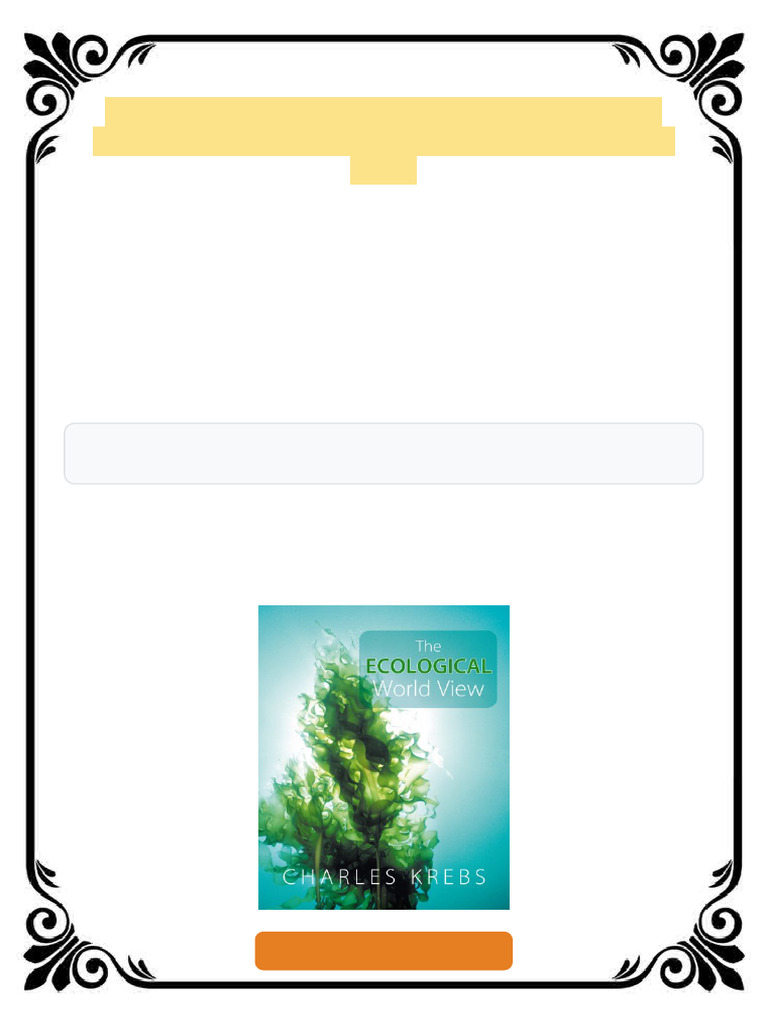 The Ecological World View First Edition C Krebs Ebook Newest Digital ...