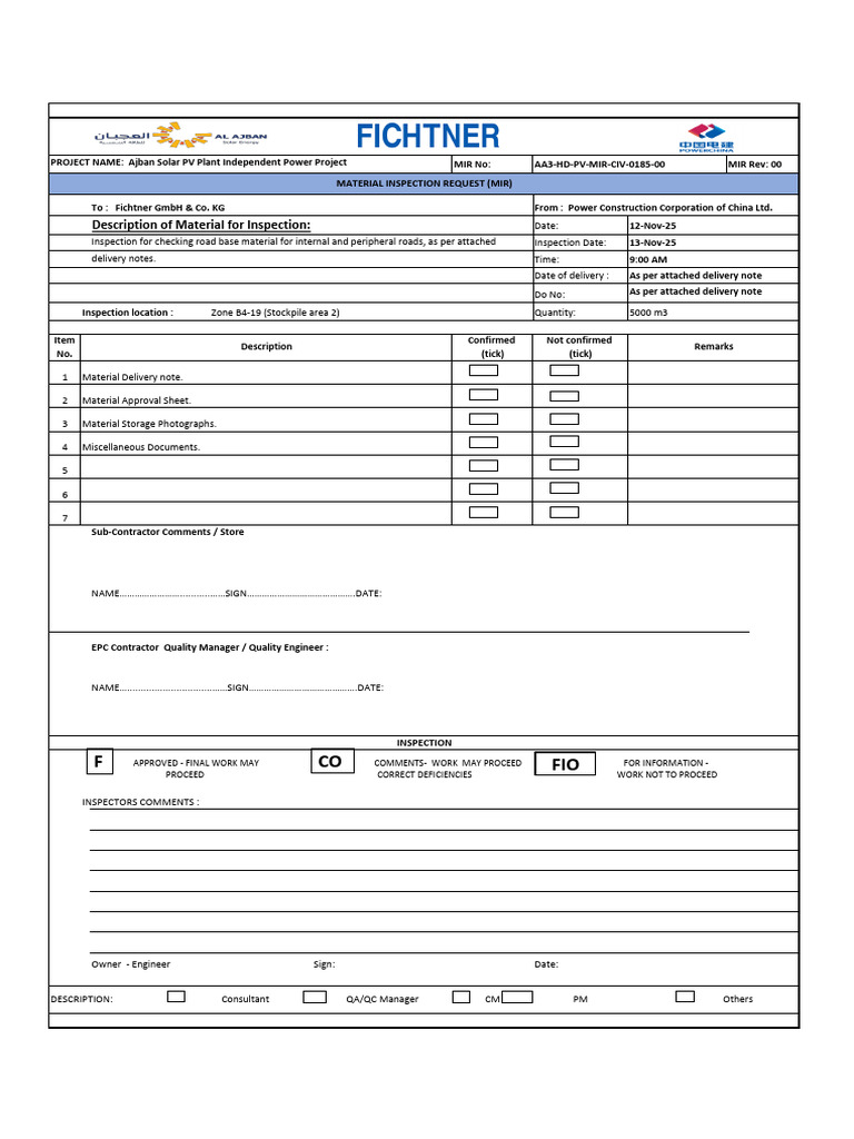 AA3-HD-PV-MIR-CIV-0185-00 Inspection for Checking Road Base Material ...