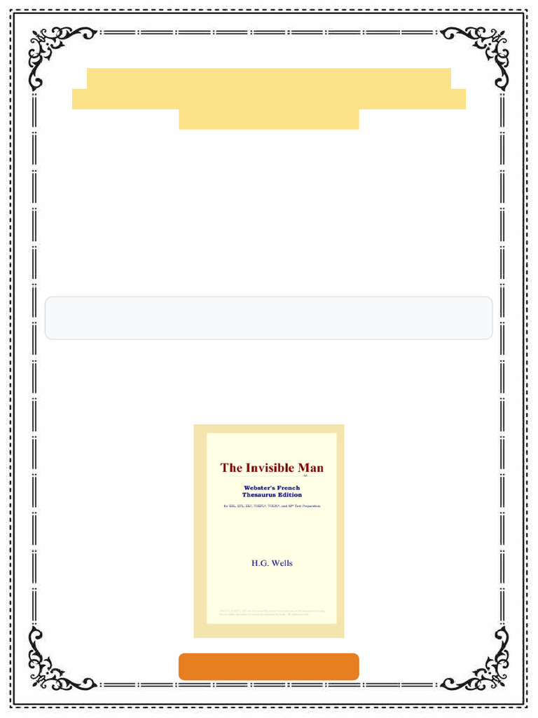 The Invisible Man Webster S French Thesaurus Edition H.G. Wells Ebook ...