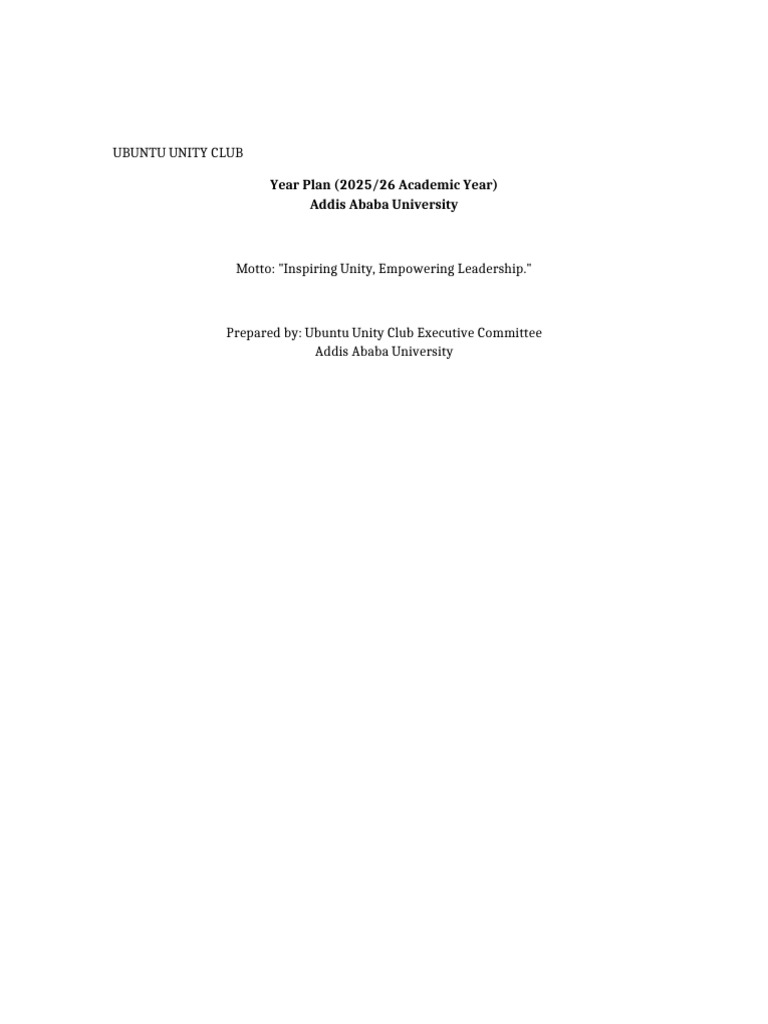 Ubuntu Unity Club Year Plan 2025/26 | PDF | Leadership | Organizational ...