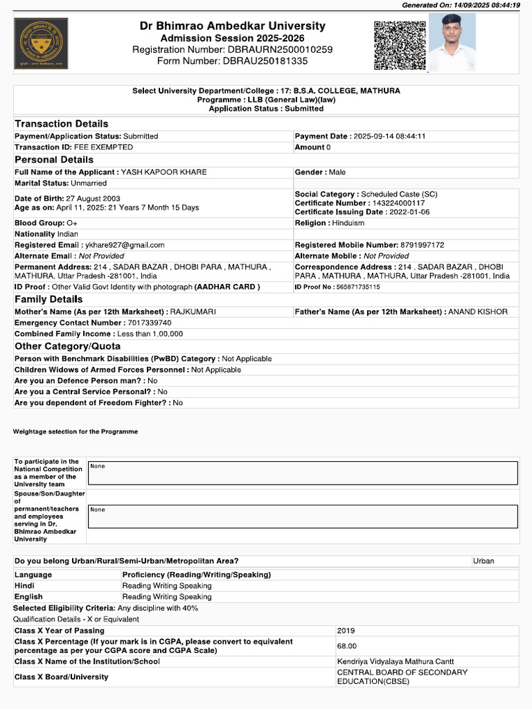 LLB Bsa Form | PDF