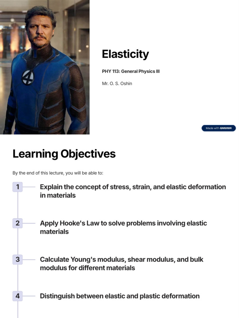 Note On Elasticity Physics 100 Level Omega | PDF | Deformation ...
