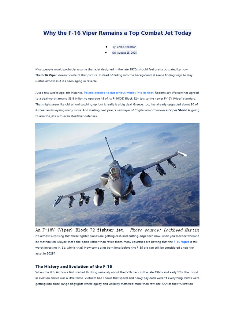 Why the F-16 Viper Remains a Top Combat Jet Today | PDF | General ...