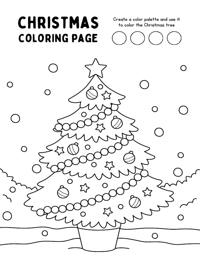 Black and White Christmas Coloring Picture Worksheet | PDF