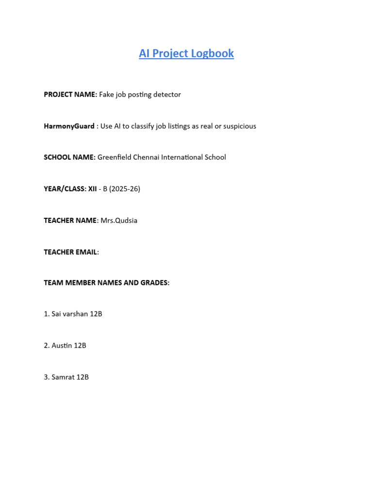 AI Project Logbook Final | PDF | Artificial Intelligence | Intelligence (AI) & Semantics