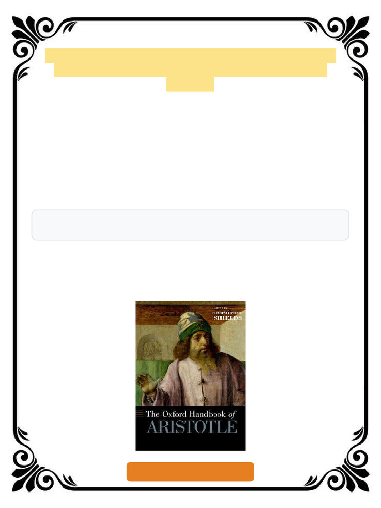 The Oxford Handbook of Aristotle Christopher Shields ebook newly ...