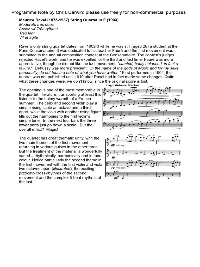 Ravel's String Quartet Analysis | PDF