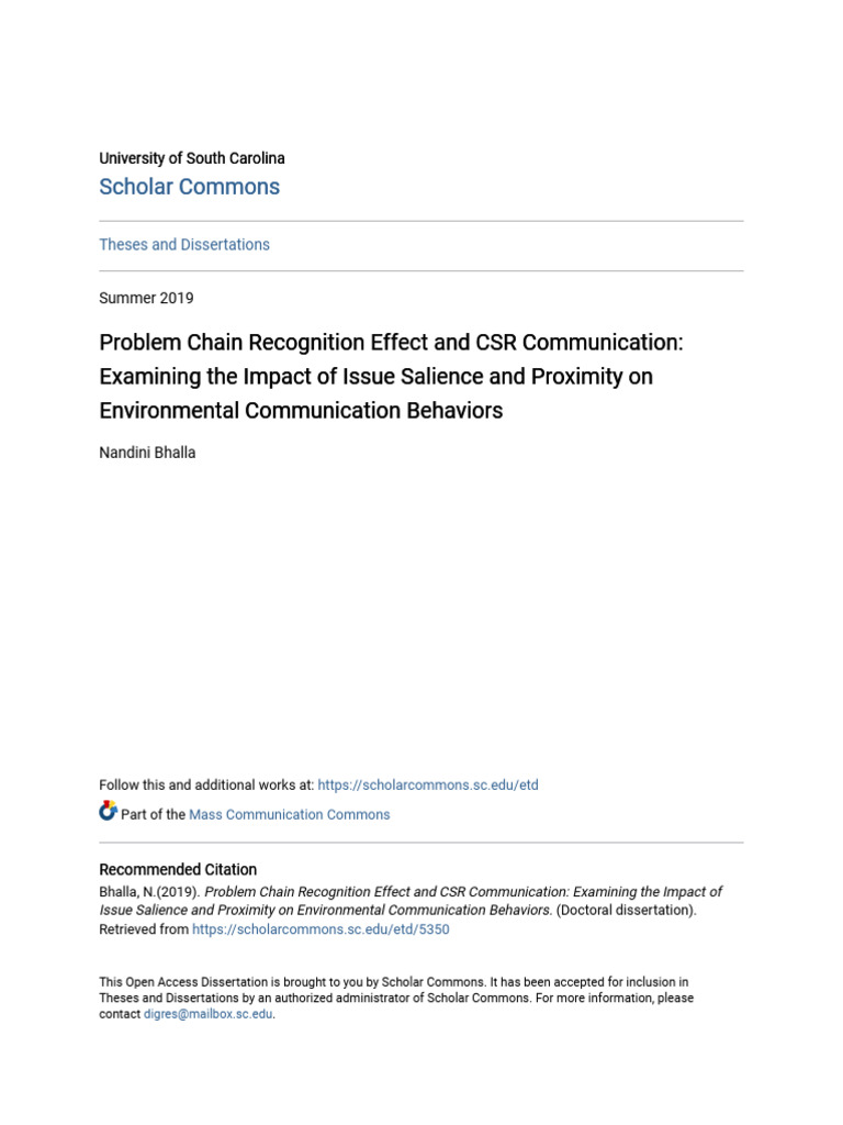 Problem Chain Recognition Effect and CSR Communication - Examining ...
