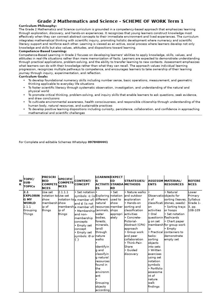 Grade 2 Math & Science Term 1 Curriculum | PDF | Learning | Knowledge