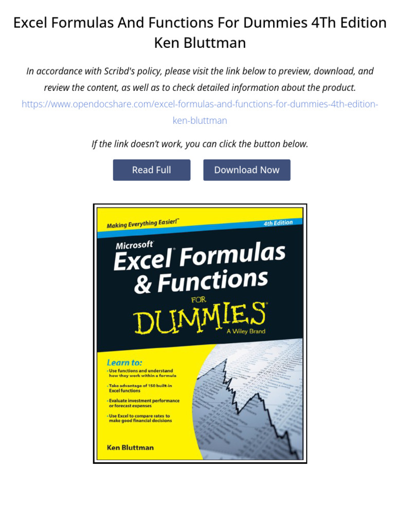 Excel Formulas and Functions for dummies 4th Edition Ken Bluttman | PDF | Percentile | Interest