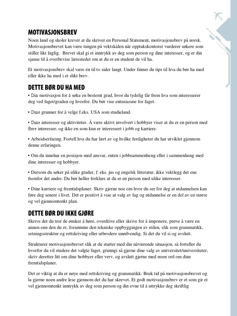Motivasjonsbrev | PDF