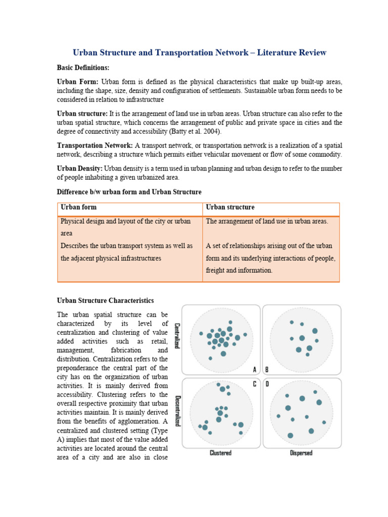 Urban Structure and Transport Networks Review | PDF | Network Topology ...